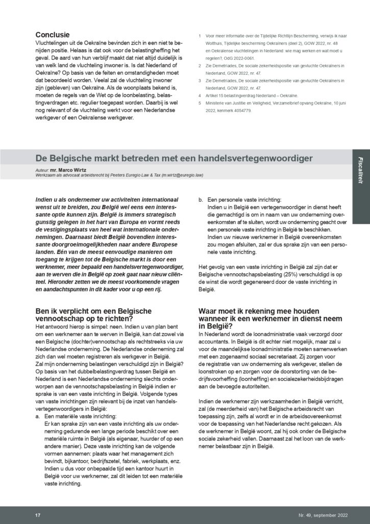 De Belgische markt betreden met een handelsvertegenwoordiger | Euregio Law & Tax